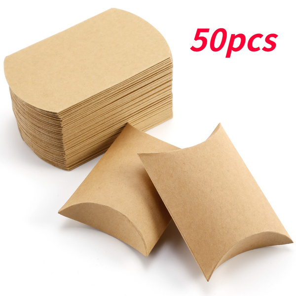 50PCS Kraft Paper Pillow Box Wedding Party Gift Candy Boxes Home Party ...