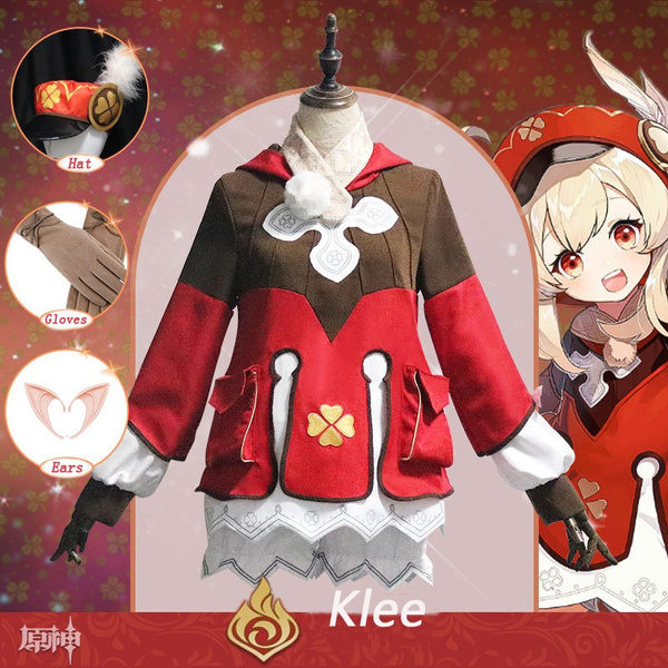 Game Genshin Impact Klee Cosplay Costume Wigs Cute Lolita Dress Outfit ...