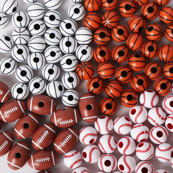 50pcs/100pcs American Football Beads Sports Beads Sport Ball Bead ...