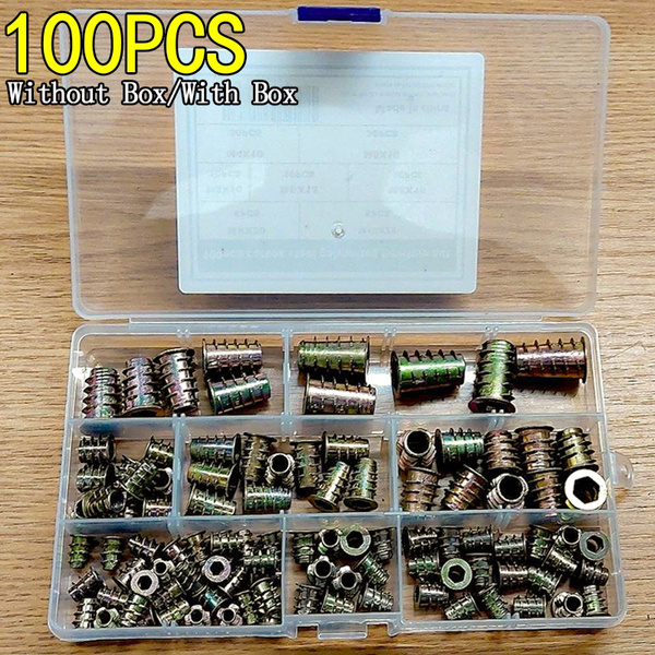 100pcs M4 M5 M6 M8 M10 Threaded Hex Drive Inserts Wood Screw Inserts ...