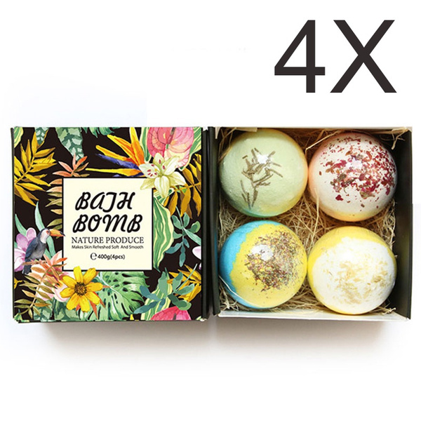 4pcs/box 100g Bathing Ball Bath Ball Sea Salt with Dried Flower Bomb ...