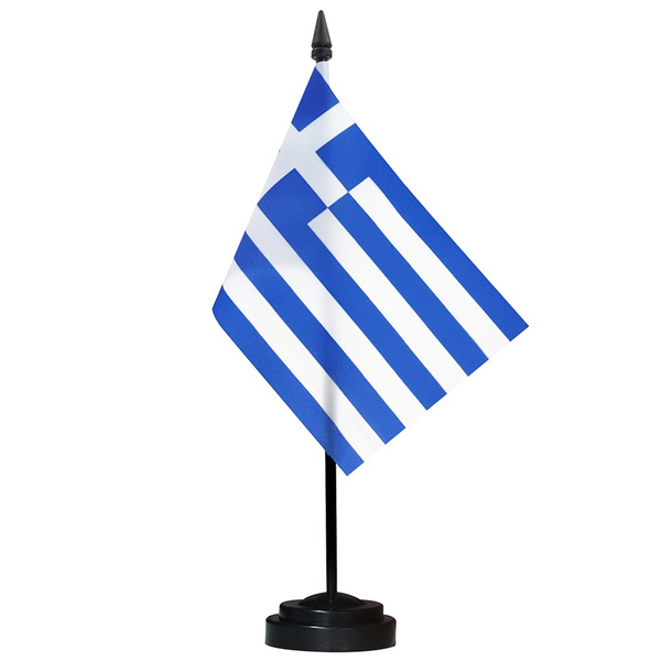ANLEY Greece Deluxe Desk Flag Set - 6 x 4 Inch Miniature Greek Desktop ...