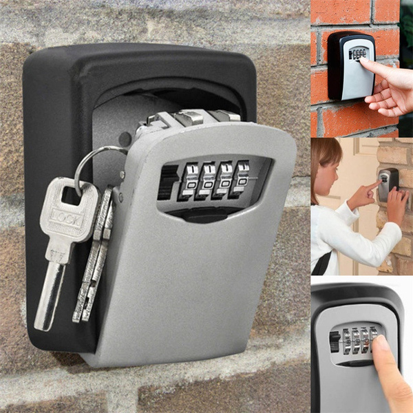 Key Lock Box 4 Digit Wall Mounted Key Safe Box High Security Code Lock ...