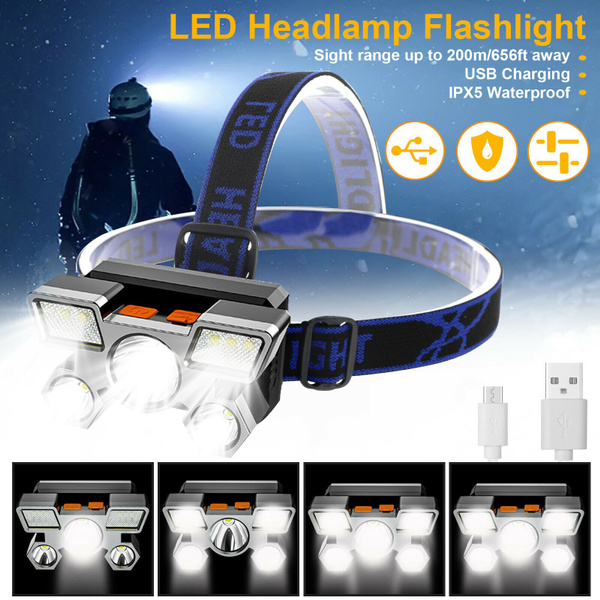 LED Headlamp Flashlight USB Rechargeable Head Torch Light Headlight for ...