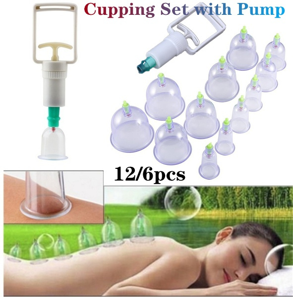 12/6pcs Cupping Set with Pump Chinese Medical Vacuum Body Cupping ...