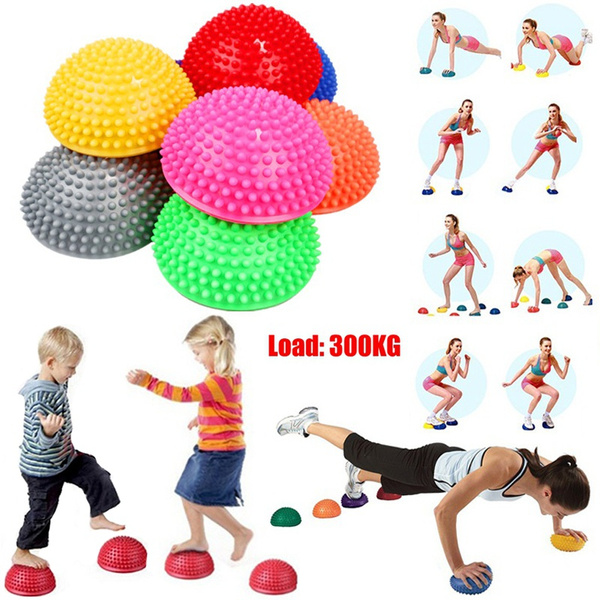 2 Types Inflatable Half Sphere Yoga Balls PVC Massage Fitball Exercises ...