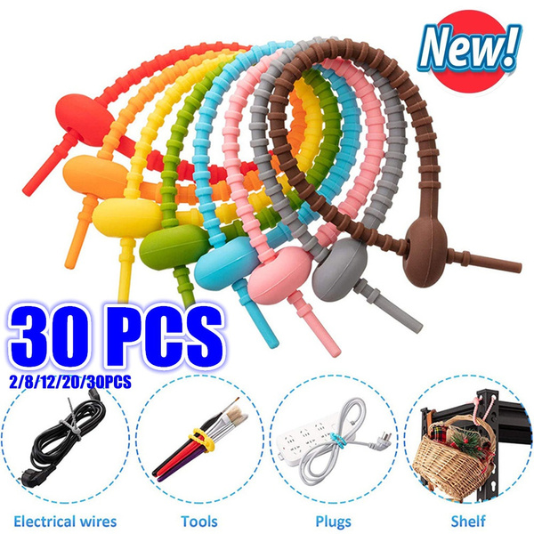 2/8/12/20/30PCS New Silicone Reusable Cable Wire Organizer Winder ...