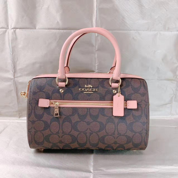 Coach 83607 Rowan Satchel In Signature Canvas Brown Shell Pink | Wish