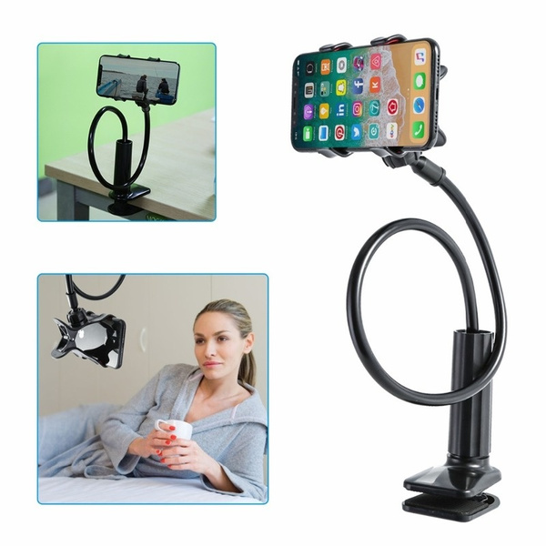 Universal Phone Holder Bed Desk Clip Lazy Flexible Gooseneck Clamp Long ...