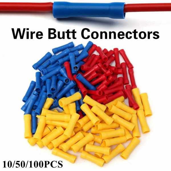 10/50/100 PCS Splice Crimp Connector Butt Wire Terminal Connectors Red ...