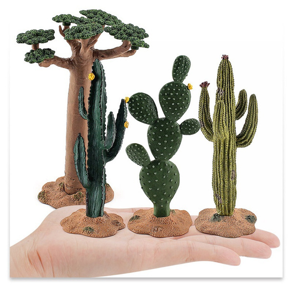 Mini Simulation Green Wild Plant Scene Baobab Tree Cactus Model Figures ...