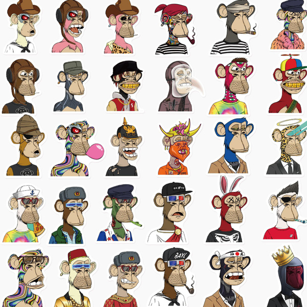 32/64pcs/set of Ape NFT Profile Picture Bored Ape Yacht Club Stickers ...