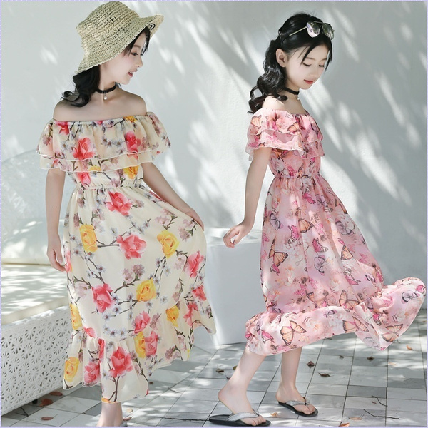 Girl Adults Bohemian Flowers Sundress Girls Summer Off Shoulder Floral ...