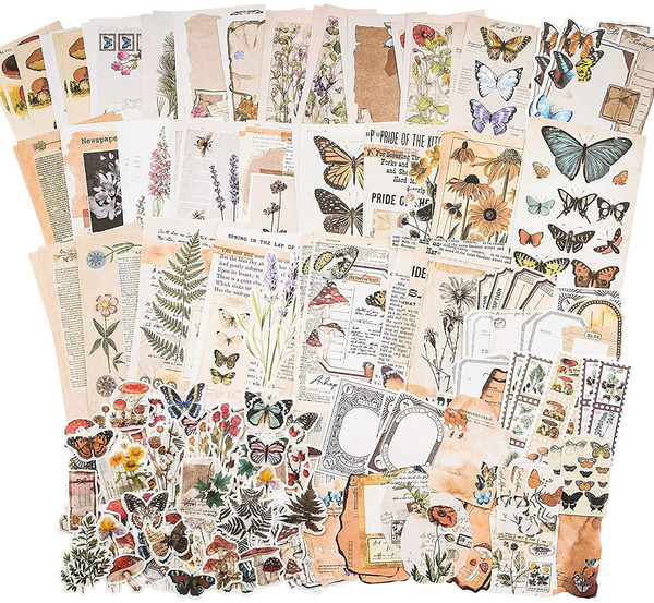Vintage Scrapbook Supplies Pack (200 Pieces) for Art Journaling Bullet ...