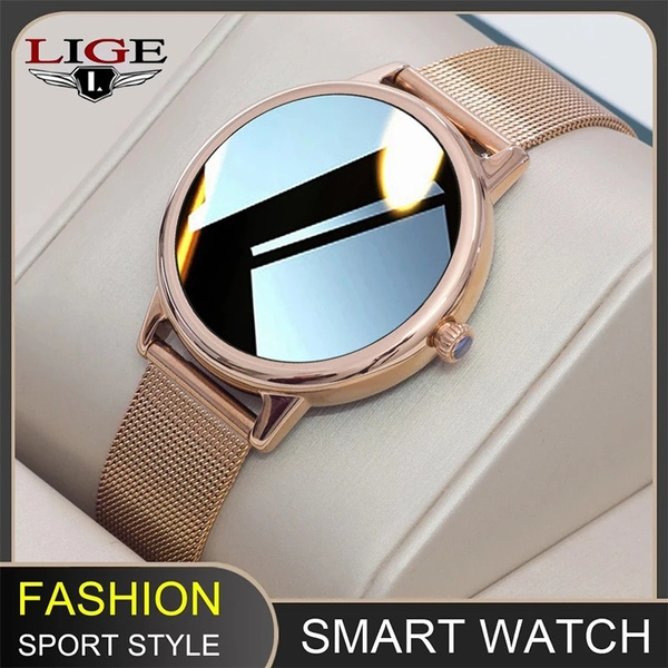 LIGE Super Slim Fashion Women Smart Watch 2022 Full Touch Round Screen ...