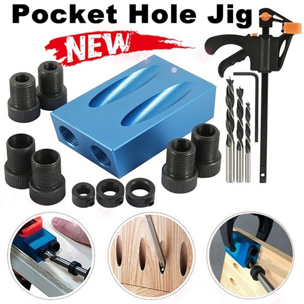 New 7/14/15Pcs Pocket Hole Screw Jig 15 Degrees Dowel Drill Joinery Kit ...