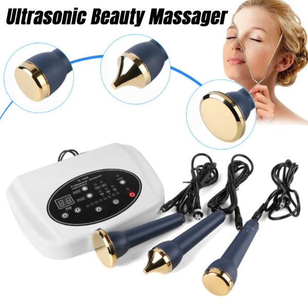 3 Probes Ultrasound Facial Body Skin Massager Therapy Ultrasonic Beauty ...