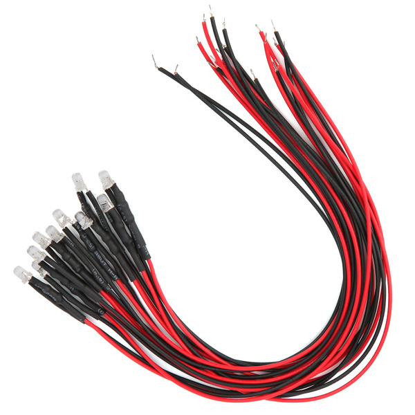 50Pcs LED Lights Emitting Diodes Pre Wired Prewired Round Head Single ...