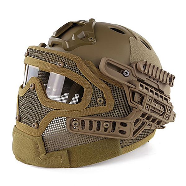 Tactical Helmet Steel Mask Integration Full Face All-directional ...
