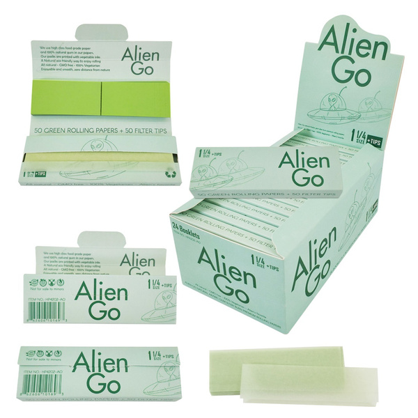 1 box/1200 leaves + 1200 tips Alien Go 1 1/4 size Green Paper with ...