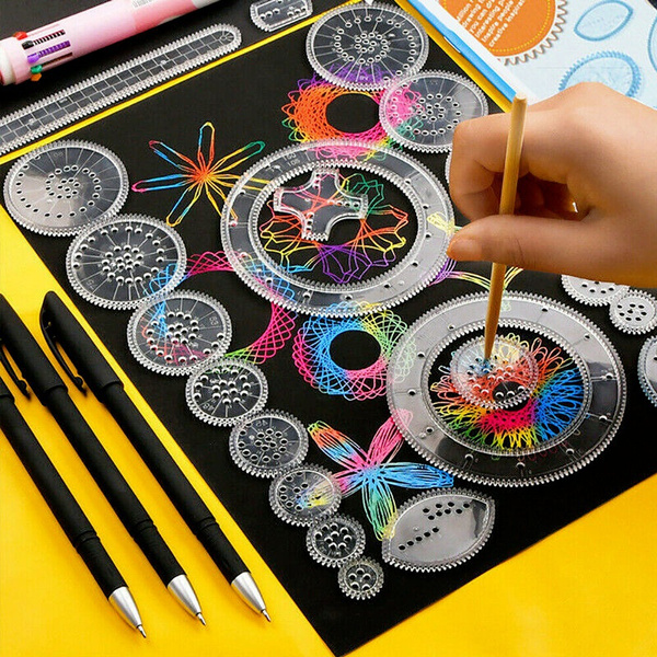 27 Pcs Tin Draw Drawing Art Original Spirograph Design Set Craft Create ...