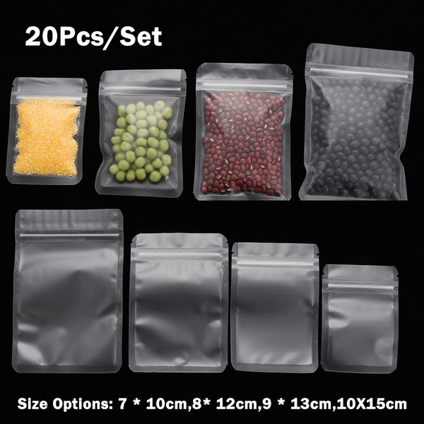 20Pcs/Set Matte Transparent Plastic Bag Pouch Small Water Proof Zipper ...