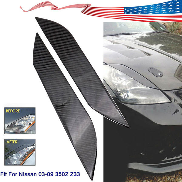 Carbon Fiber Headlight Eye Lid Eyelids Cover for Nissan 03-09 350Z Z33 ...