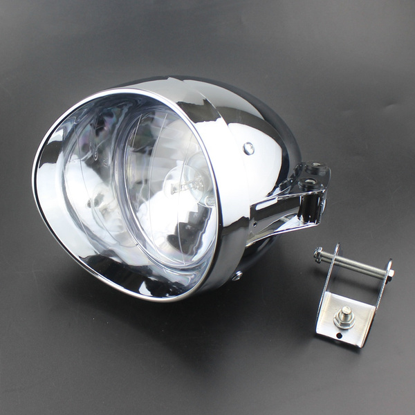 Universal 12V 35W Motorcycle Chrome Bullet Front Headlight High /Low ...