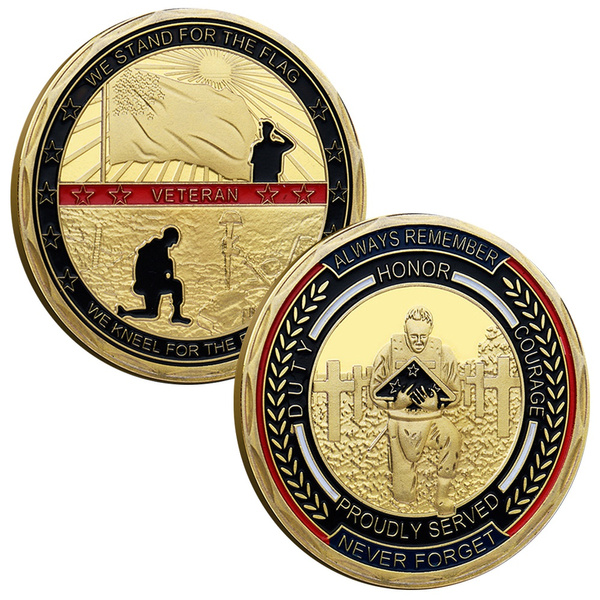 Veteran Flag Challenge Coin Always Remember Military Retirement Gift | Wish