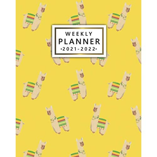 2021-2022 Weekly Planner: Funky Alpaca Llama Two Year Calendar, Diary ...