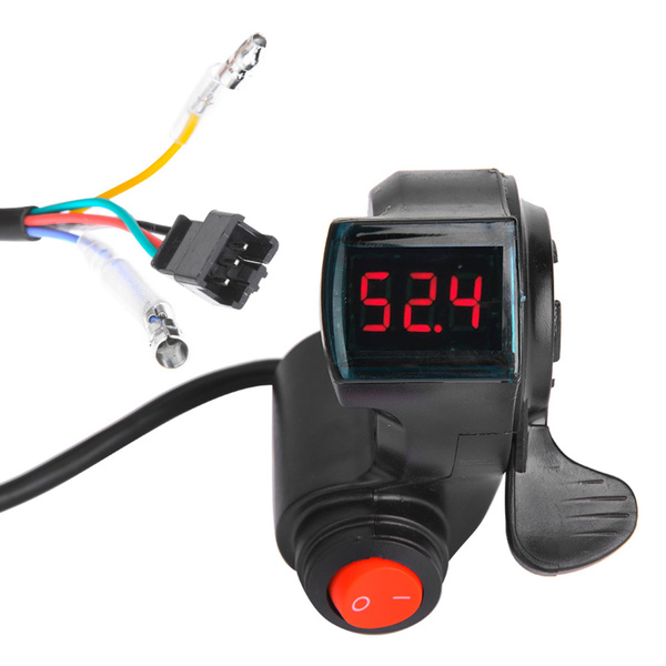Electric Bike Thumb Throttle LCD Display Digital Battery Voltage Power ...