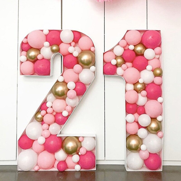 73cm Mosaic Number 0-9 Balloon Filling Box DIY Birthday Balloon Number ...