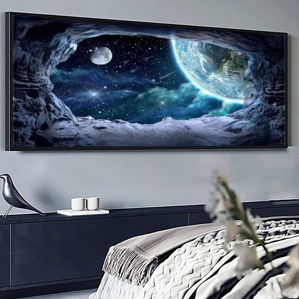 Diamond Painting Set Starry Sky Earth Moon Scenery of Rhinestones DIY ...