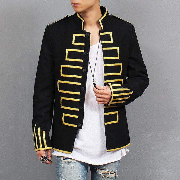 Men's Gold Reban Black Military Napoleon Hook Jacket 100% Cotton | Wish