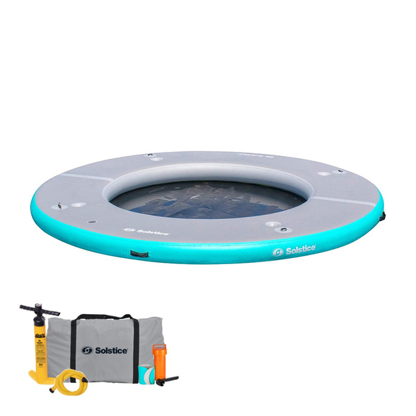 Solstice 10' Inflatable 7-10 Person Circular Mesh Dock Floating Island ...