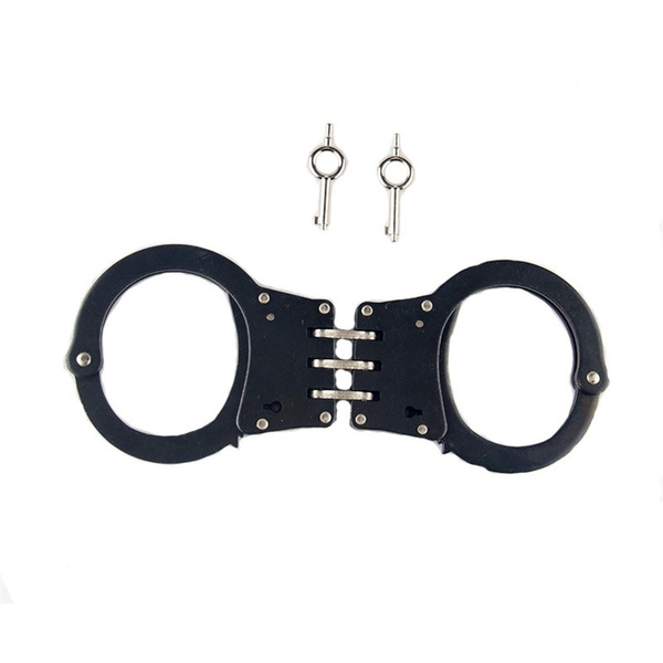Professional Police Handcuffs Real Lock Triple Hinged Police Hand Cuffs ...