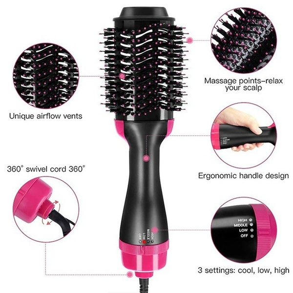 Hot Air Comb 3 In 1 Multifunctional Infrared Negative Ion Blowing Comb ...