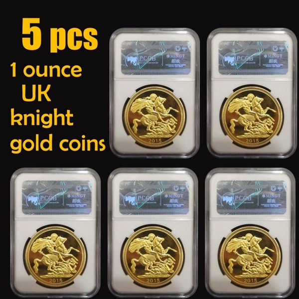 2/5pcs 1 Ounce 24k Gold Coins UK Knight /Australian Kangaroo/Canada ...