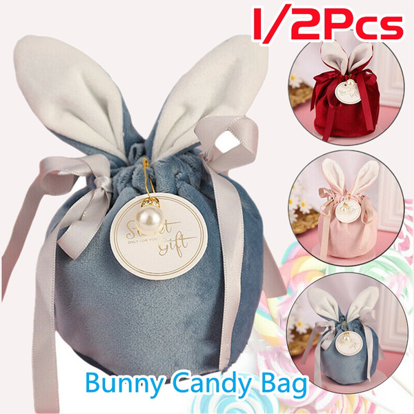 1/2Pcs Easter Velvet Gift Packing Bags Cute Bunny Rabbit Chocolate ...