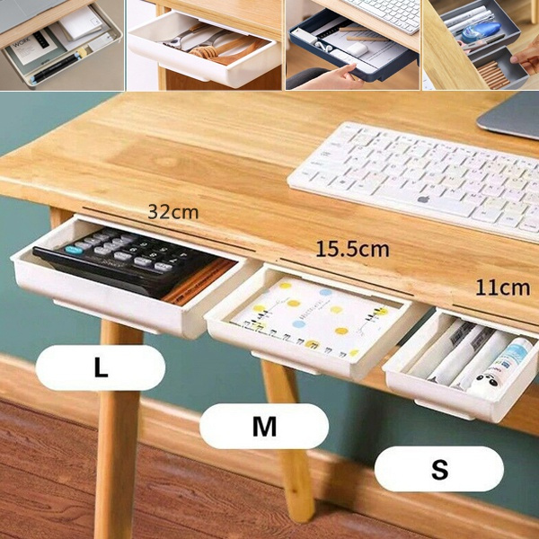 Self-adhesive Table Drawer Storage Box Under Desk Storage Box ABS ...