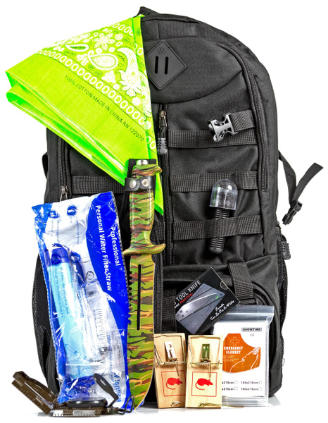 Survival Rücksack Set Backpack mit Inhalt Ausrüstung Überlebens Pack ...