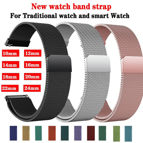 NEW 10mm 12mm 14mm 16mm 18mm 20mm 22mm 24mm Metal Stainless Steel Watch ...