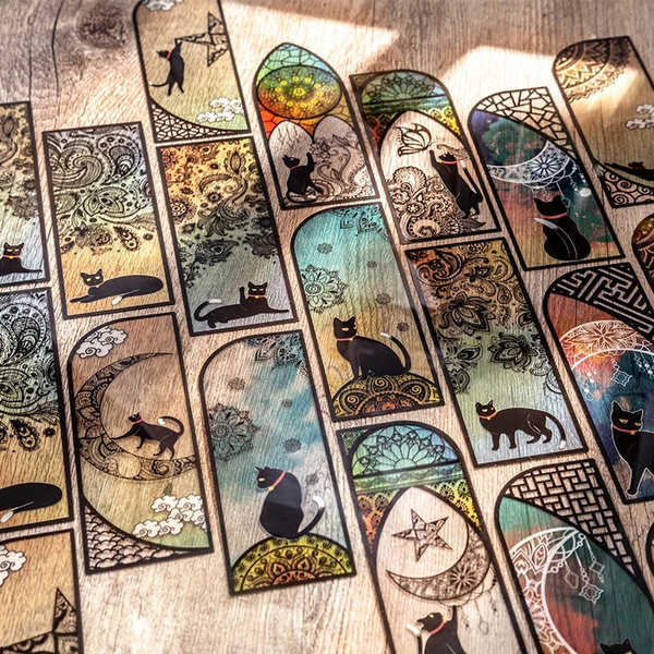 6 pcs/set Cute black cat daily series Bookmark PVC Matte Reading Book ...