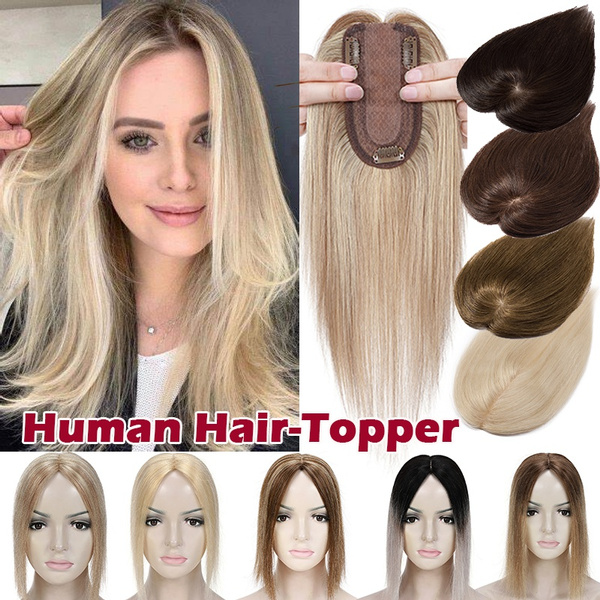 Human Hair Topper Clip In Hair Extensions Real Hair Pieces for Women ...