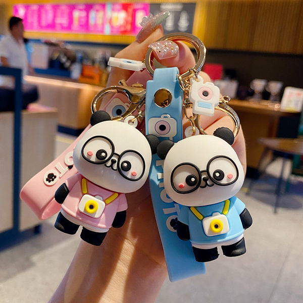 Cute Cartoon Couple Keychain Cute Creative Panda Camera Keychain Soft ...