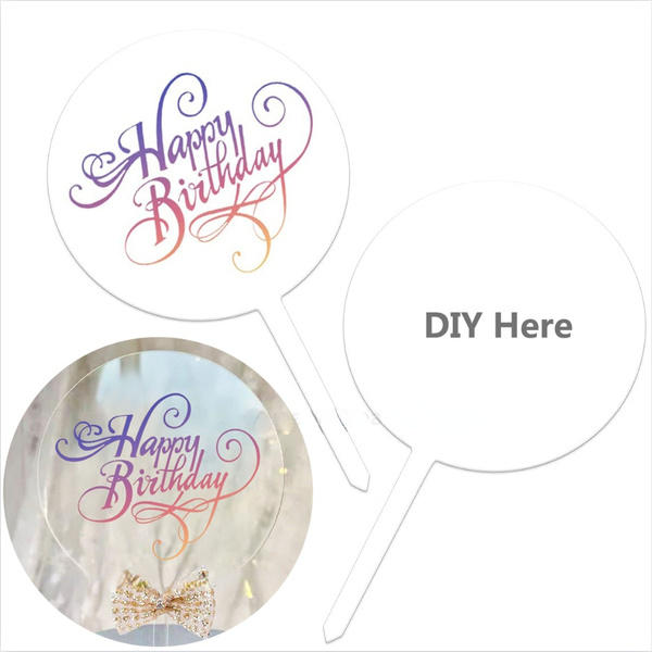 Round Acrylic Cake Toppers Clear Blank Circle DIY Cake Topper for ...