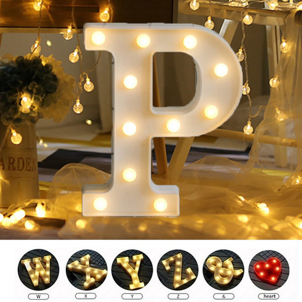 Creative Night Lights A-Z Letters and 0-9 Digital LED Lights Letters ...