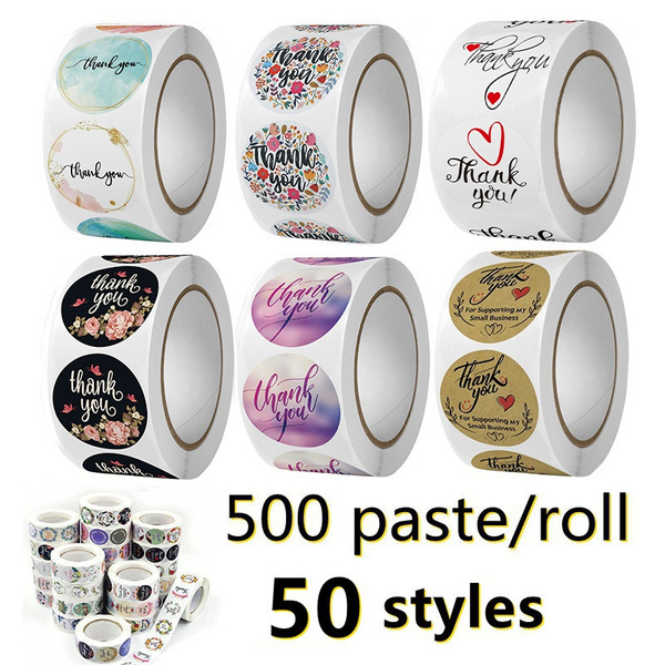 500 Paste/roll Decorative Gift Tag Thank You Stickers Cute Labels for ...