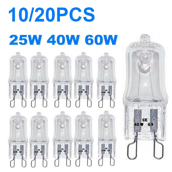 10/20PCS Super Bright G9 Halogen Light Bulb 40w Halogen G9 25W/40W/60W ...