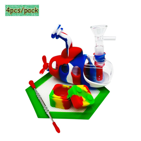 Mini Submarine Silicone Glass Combined Bubbler Kits Wax Dab Rig Sets ...